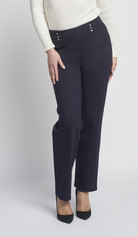 Pinns Ponte Contour Regular Trousers With Diamante Detail - Suzanne Charles